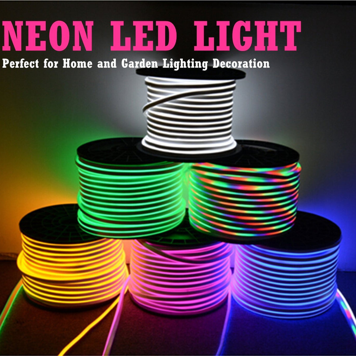KERTME Neon LED Light Strip, Waterproof, Dimmable, RGB Colors, 131.2ft ...