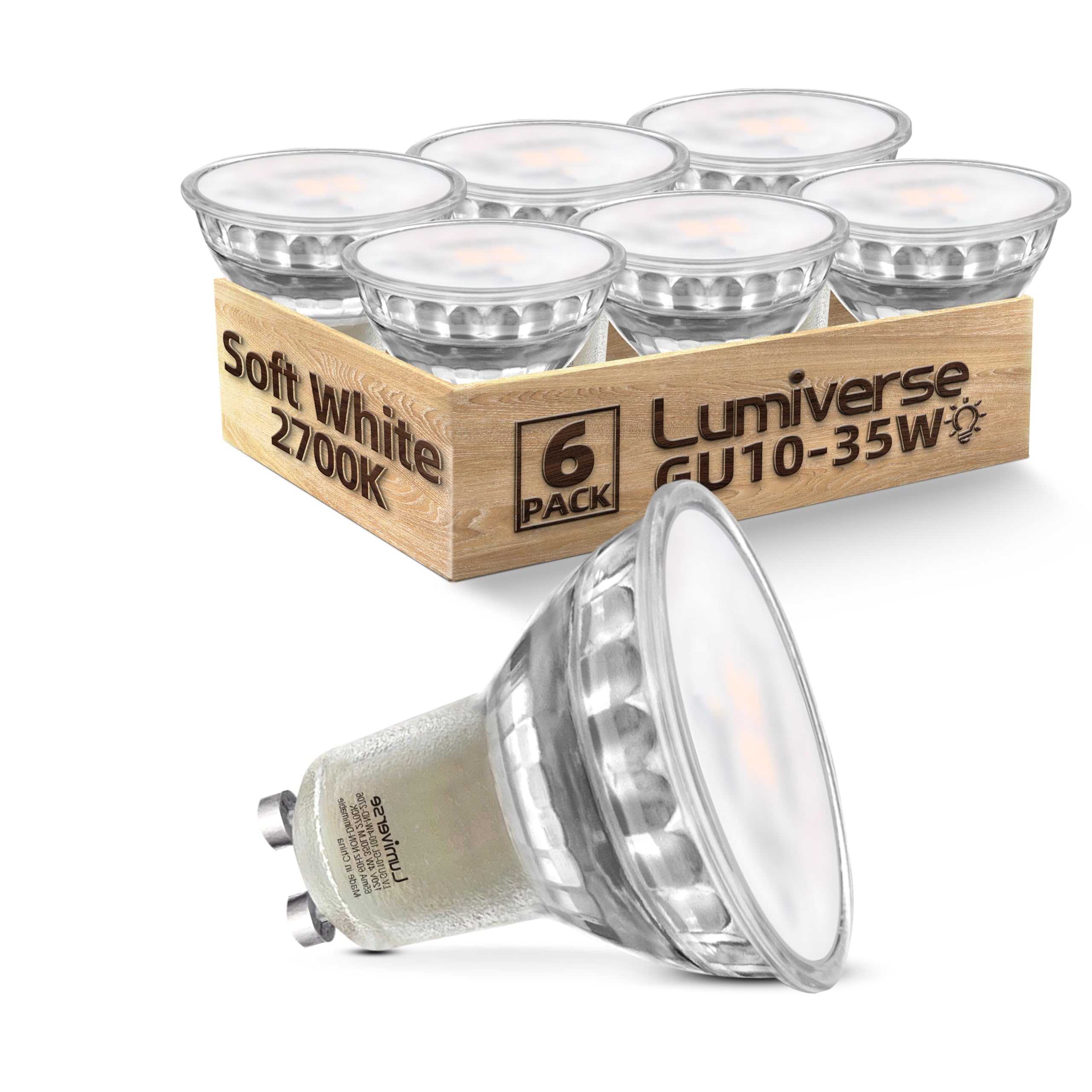 Lumiverse GU10 LED Light Bulbs, 4W, 350lm, Soft White, 6 Pack, Model L ...