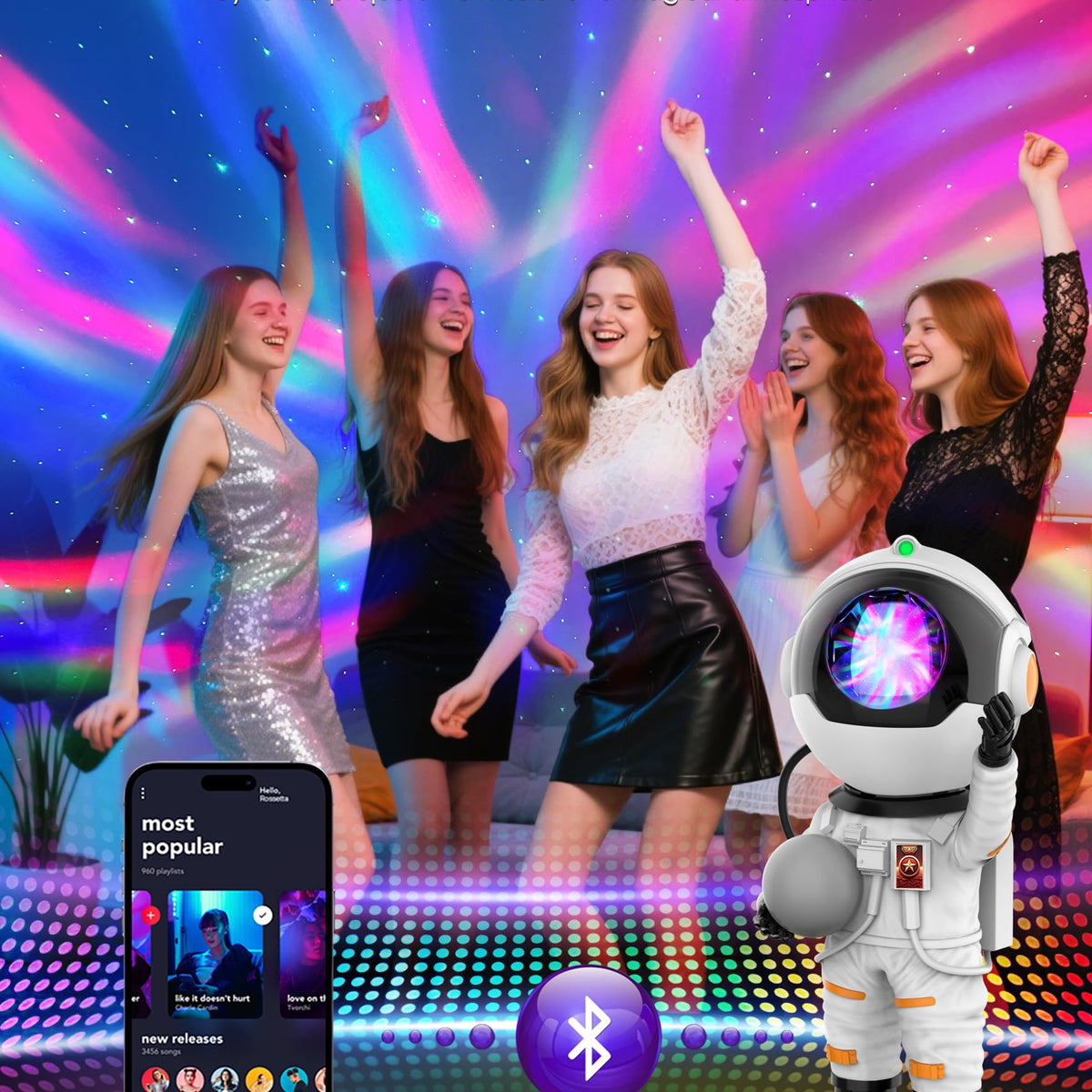 Rossetta Astronaut Galaxy Projector Star Projector For Bedroom Bluetoo ...