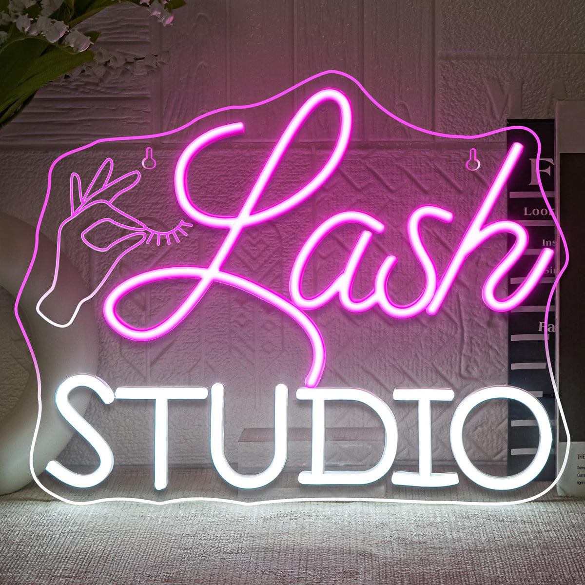 FAXFSIGN Neon Sign Eyelashes Wall Decor Dimmable LED Light 14.6in x 7 ...