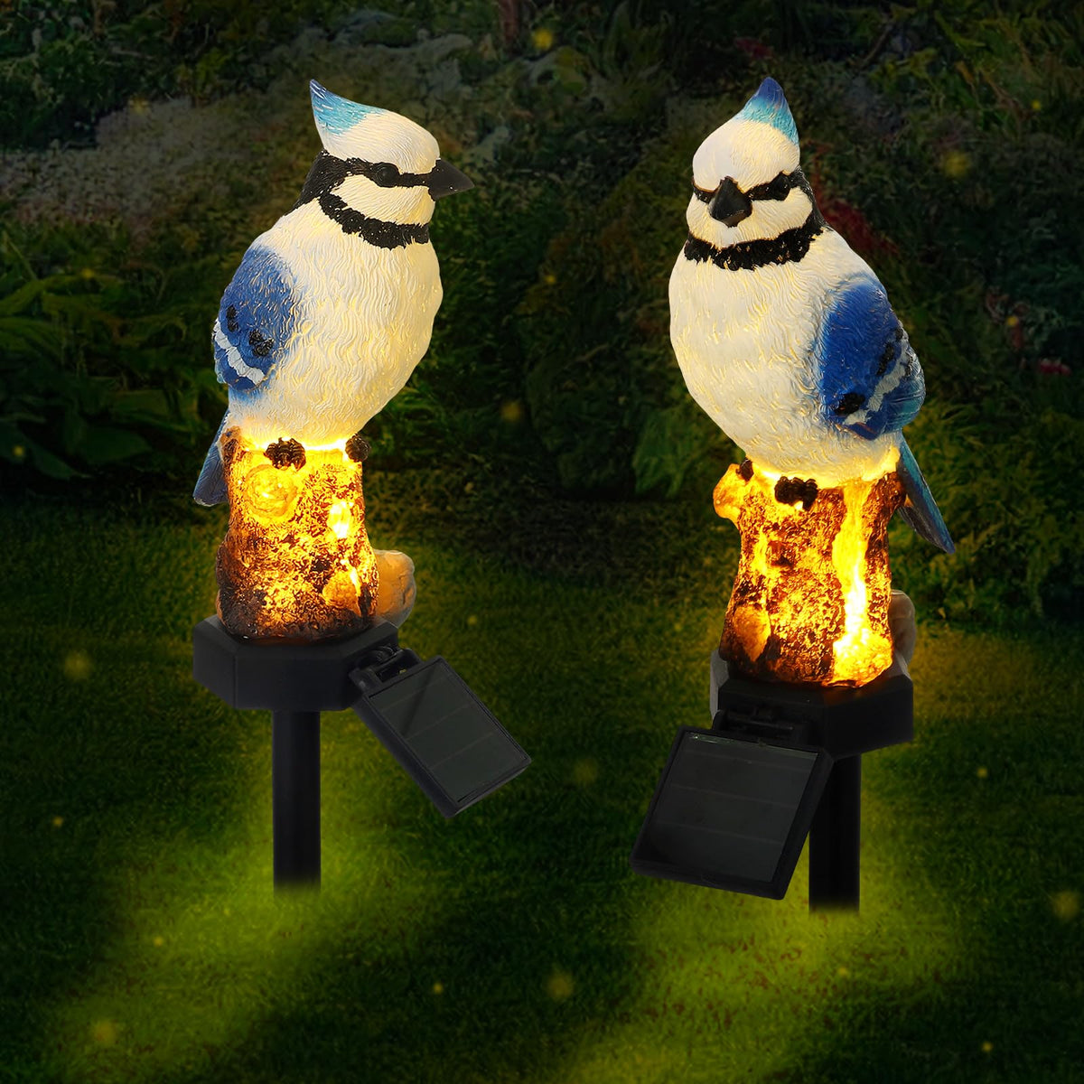 Baquler 2 Pack Blue Jay Solar Lights Blue Jay Outdoor Decor Bluebird ...