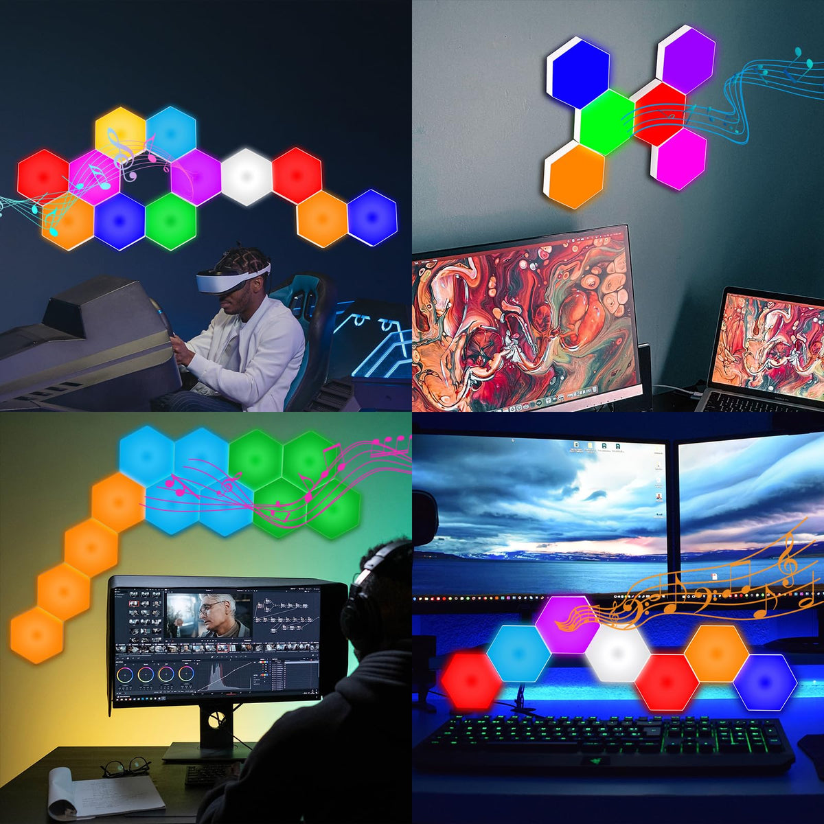 IFTHFOUR 6 Pack Hexagon Light Panels - Smart RGB Hexagon LED Lights ...