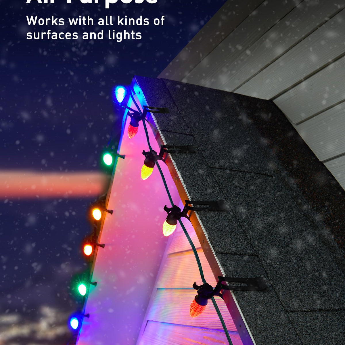 Universal Christmas Lights Shingle Clips, 100 Count All in One Gutter ...