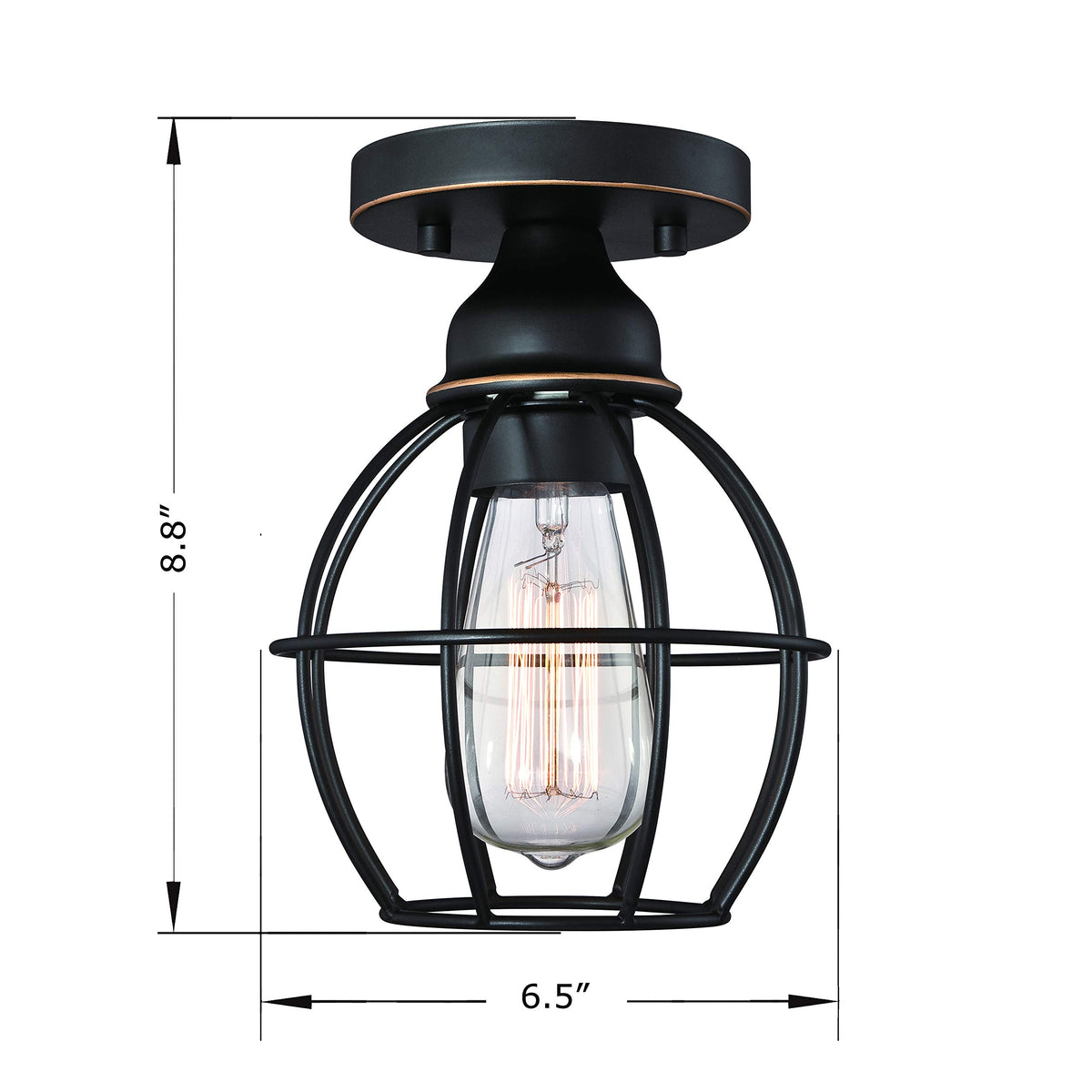 Wisbeam Semi Flush Mount Ceiling Light, E26, Metal, Etl Rated, 1-Pack ...
