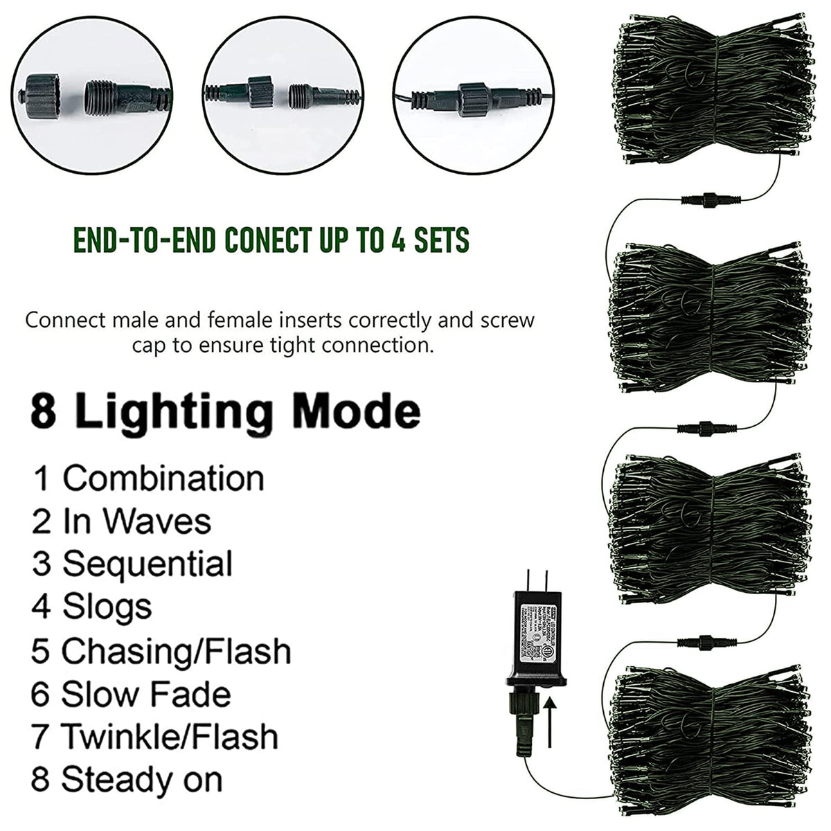TW SHINE Christmas Lights, 200 LED, 66FT Outdoor Waterproof, 8 Modes ...