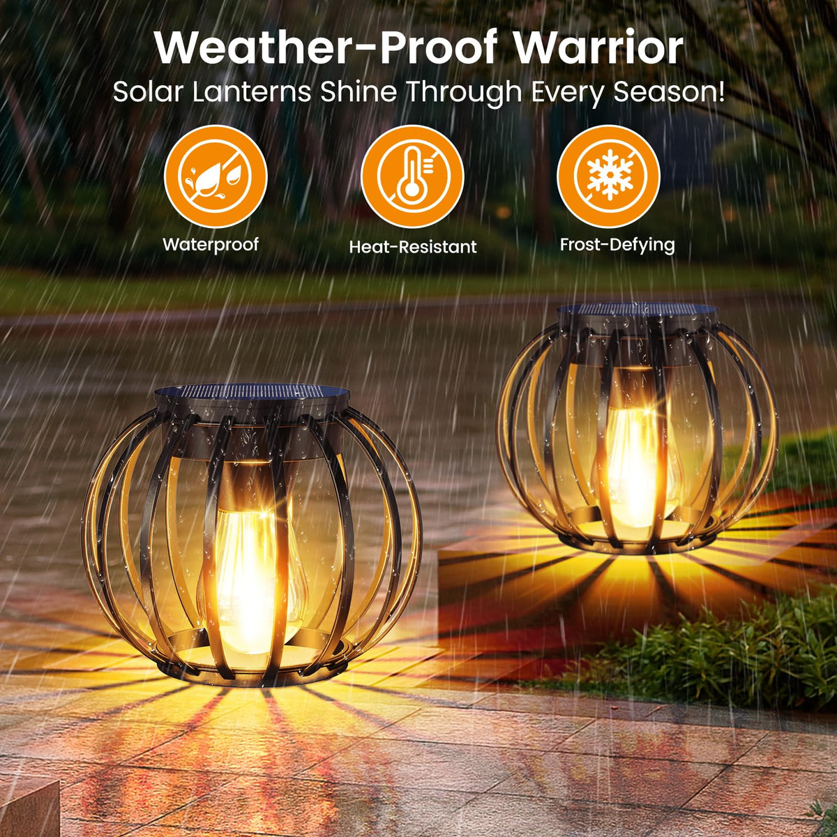 Aounq Solar Lanterns Outdoor Waterproof 2 Pack 14.37 Metal Hanging Sol ...
