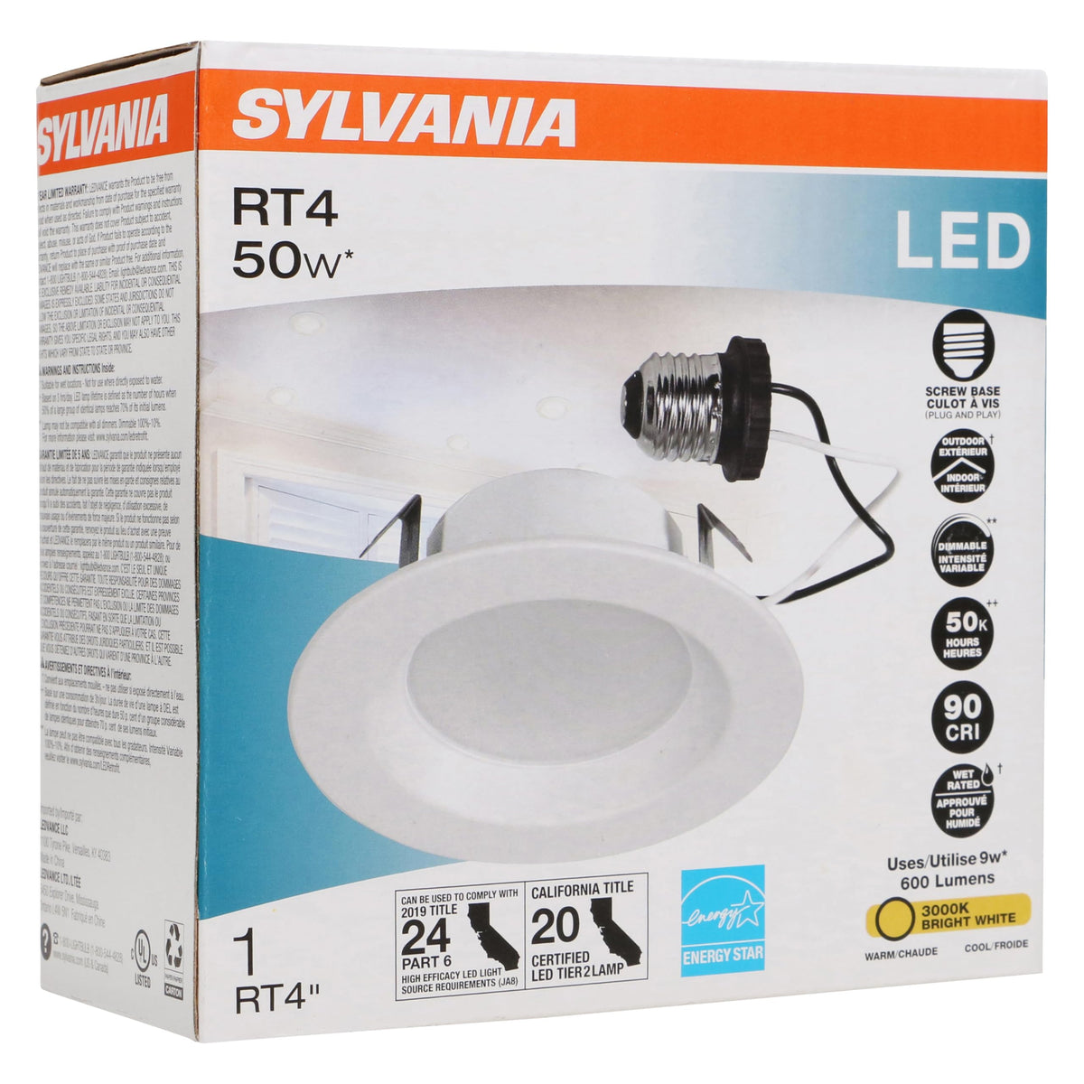 LEDVANCE Sylvania 4in LED Recessed Downlight Kit, 9W, E26 Medium Base ...