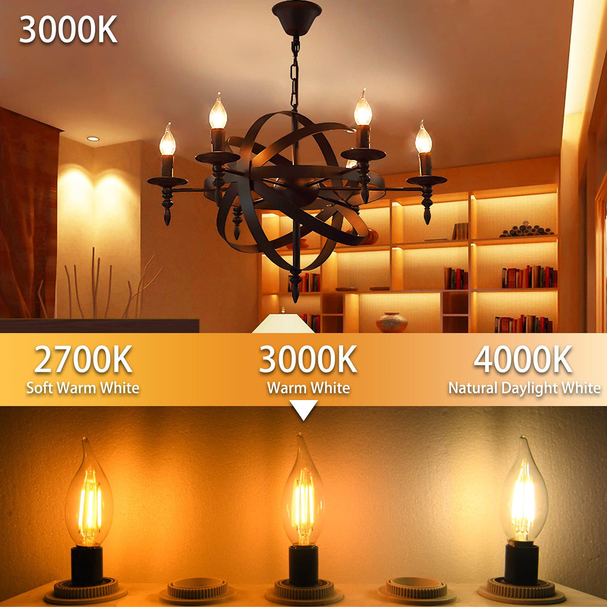 Sailstar E12 Candelabra Led Bulb 60W Equivalent, Dimmable 3000K Warm W ...