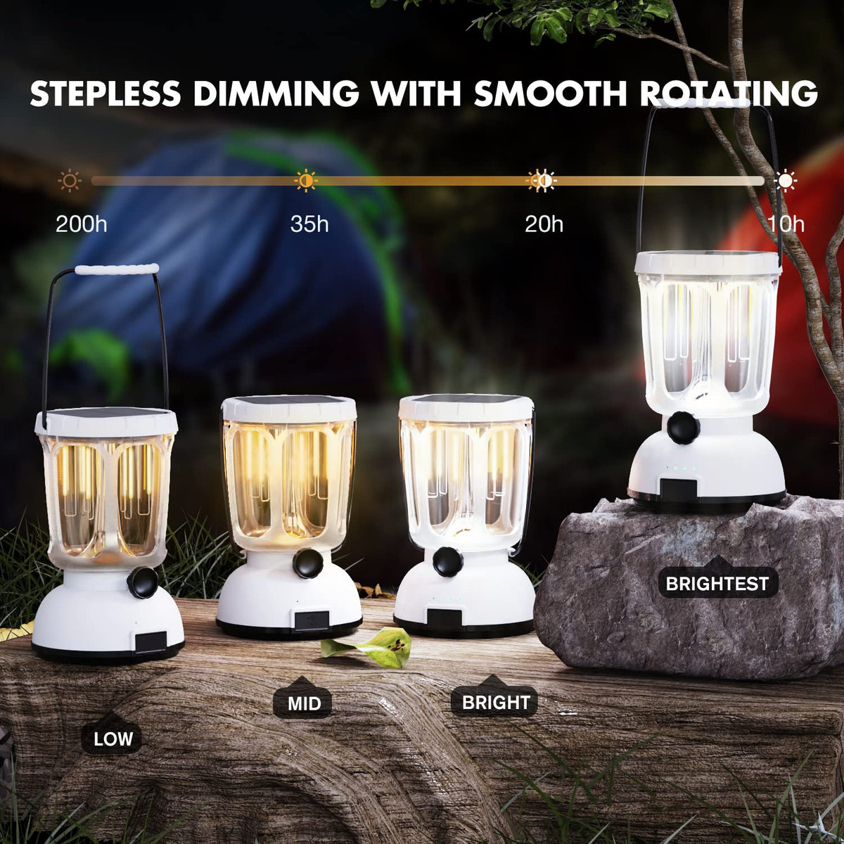 Mesqool Led Lantern Flashlight 650Lm, Rechargeable, Solar Crank, 4.09X ...