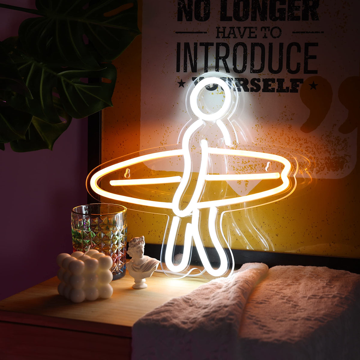 Surfer Neon Sign for Bedroom, Aesthetic Dimmable Neon Light for Wall ...