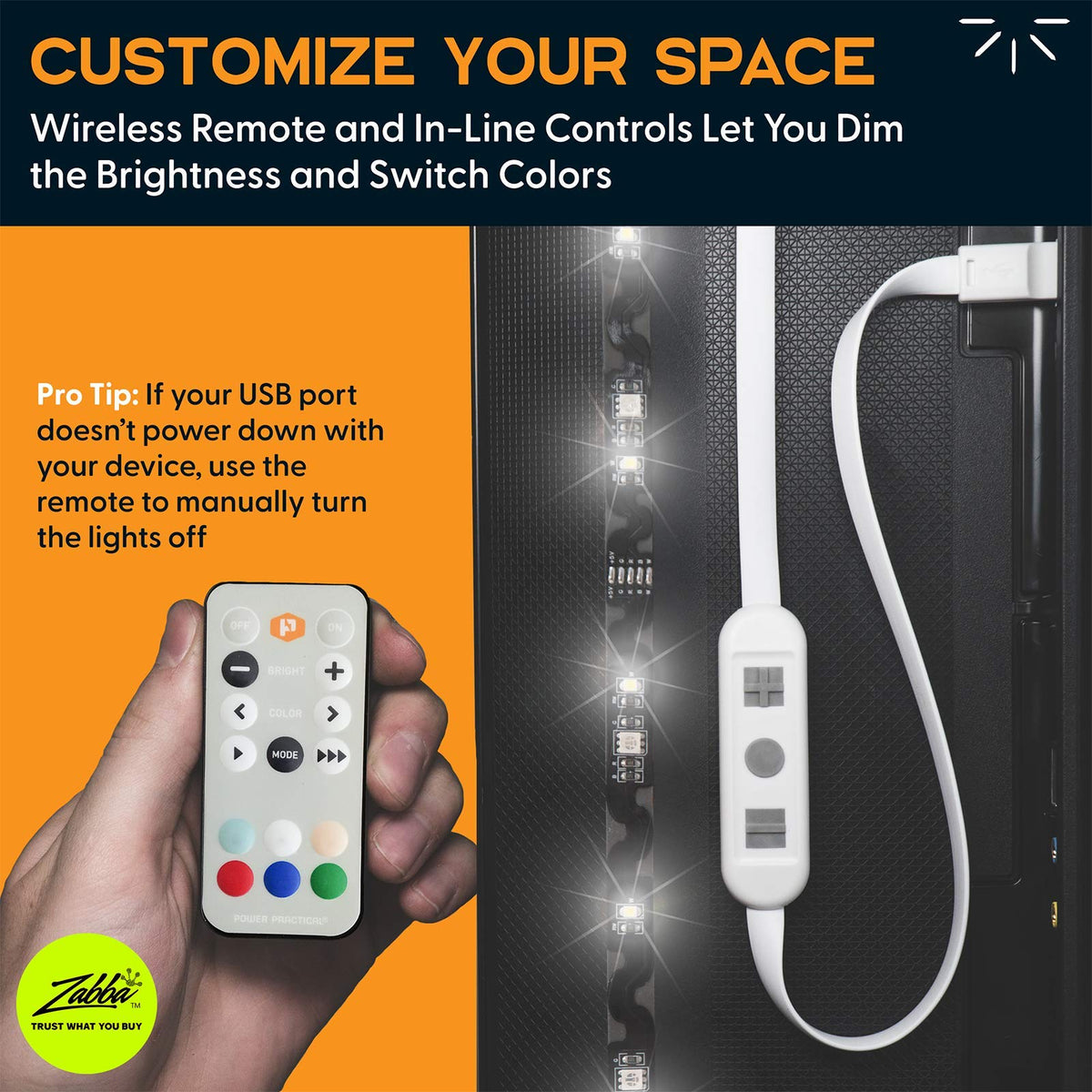 Power Practical Led Strip Lights Backlight Usb Light Strips W/Remote F ...