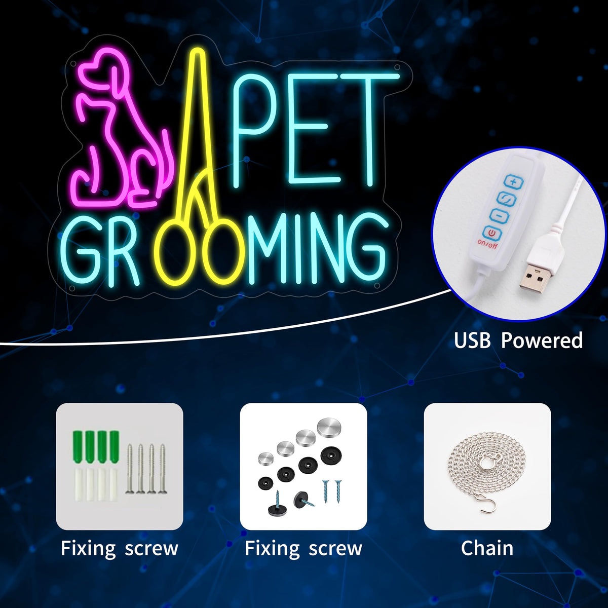 Moneter Pet Grooming Neon Sign, USB Powered LED Light, 12.2inx0.5in, A ...
