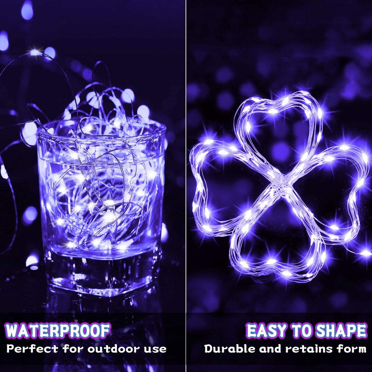 Led Fairy Lights Battery Operated, 16.4FT LED UV Black Lights, Flexible ...