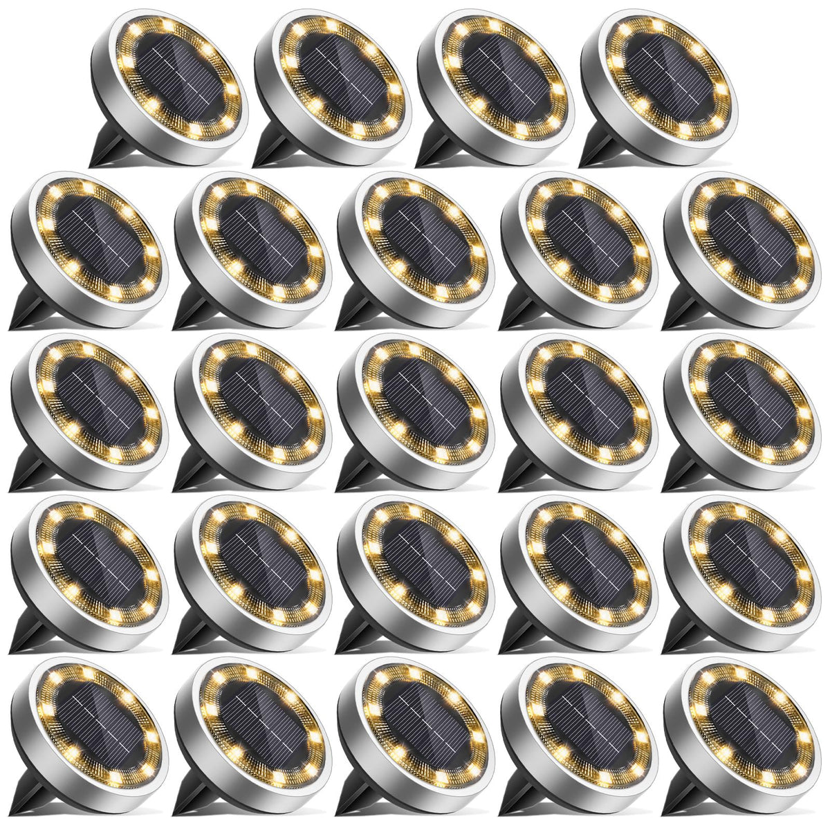 Vighep Solar Ground Lights 24 Pack Flat Solar Light Outdoor Waterproof ...