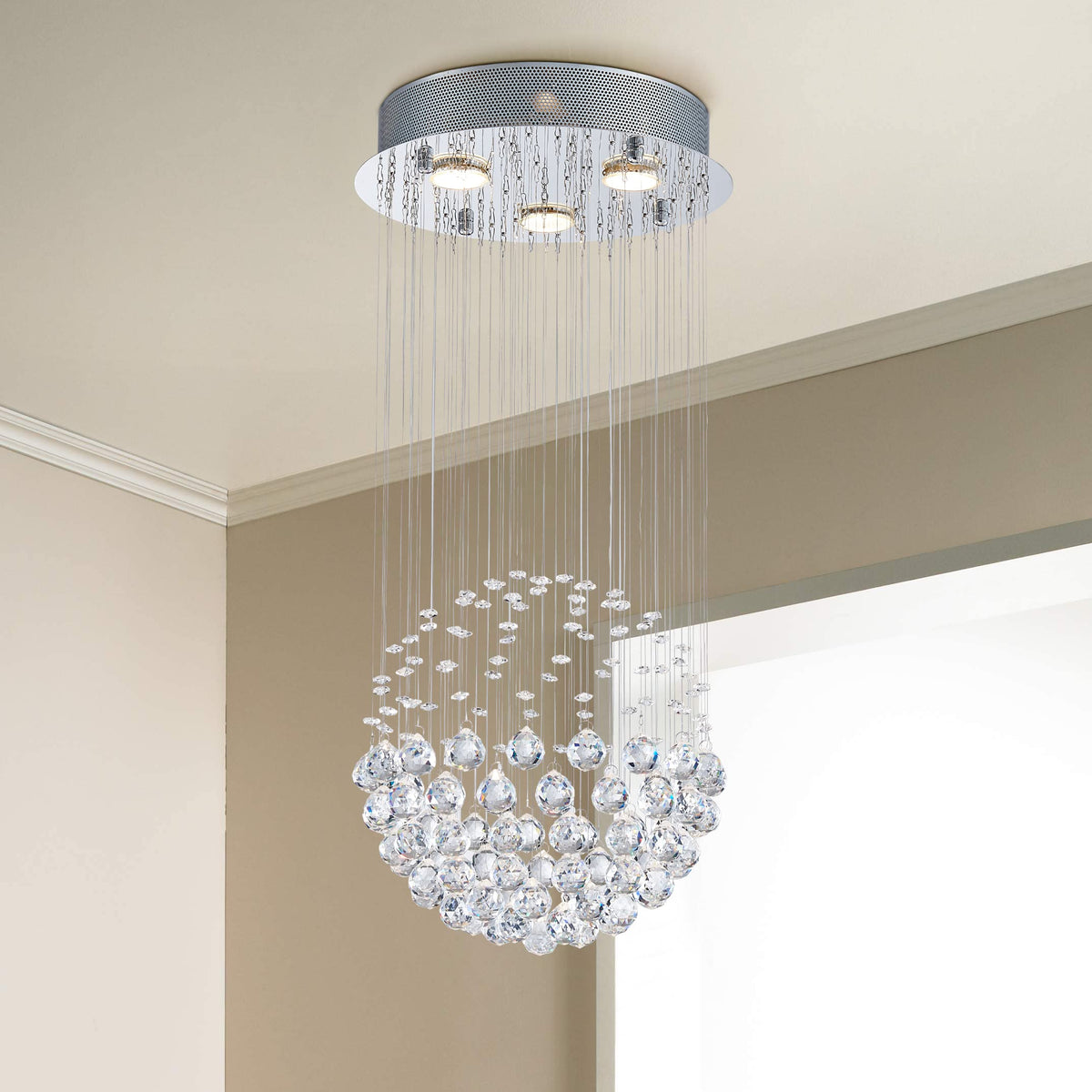 Bestier Crystal Raindrop Chandelier Lighting Flush Mount LED Pendant L ...