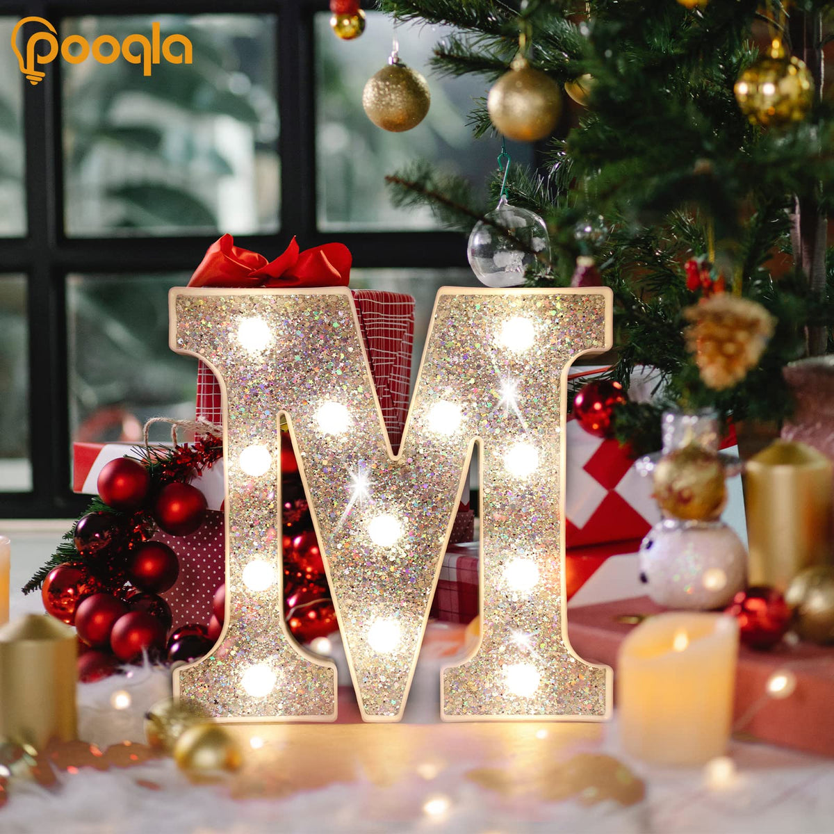 Pooqla LED Marquee Letter Lights, Silver Glitter Alphabet Sign, Batter ...