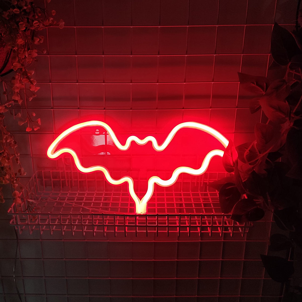 JYWJ Neon Sign, LED Bat Light, USB/Battery Powered, Red, Model JY-BT-R ...