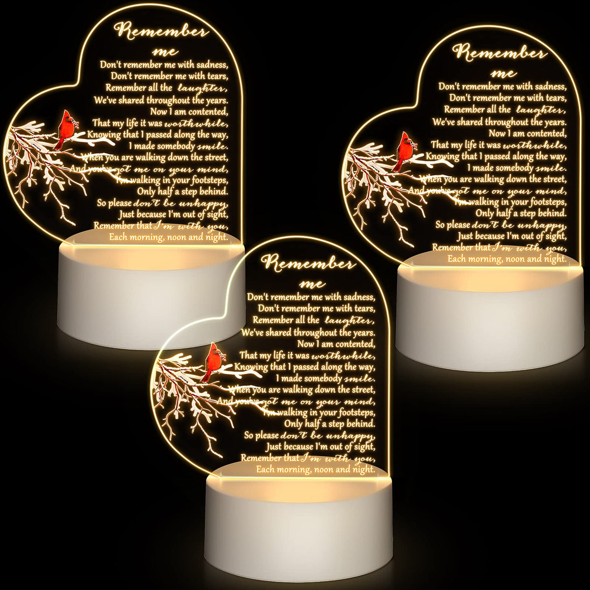 Roowest 3 Pack Sympathy Gift Memorial Night Light Gifts for Loss of Lo ...