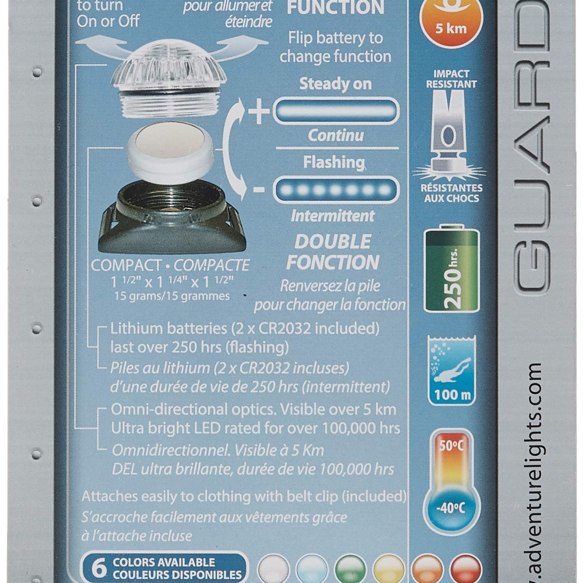 Adventure Lights Guardian Expedition Blue Waterproof Safety Emergency ...