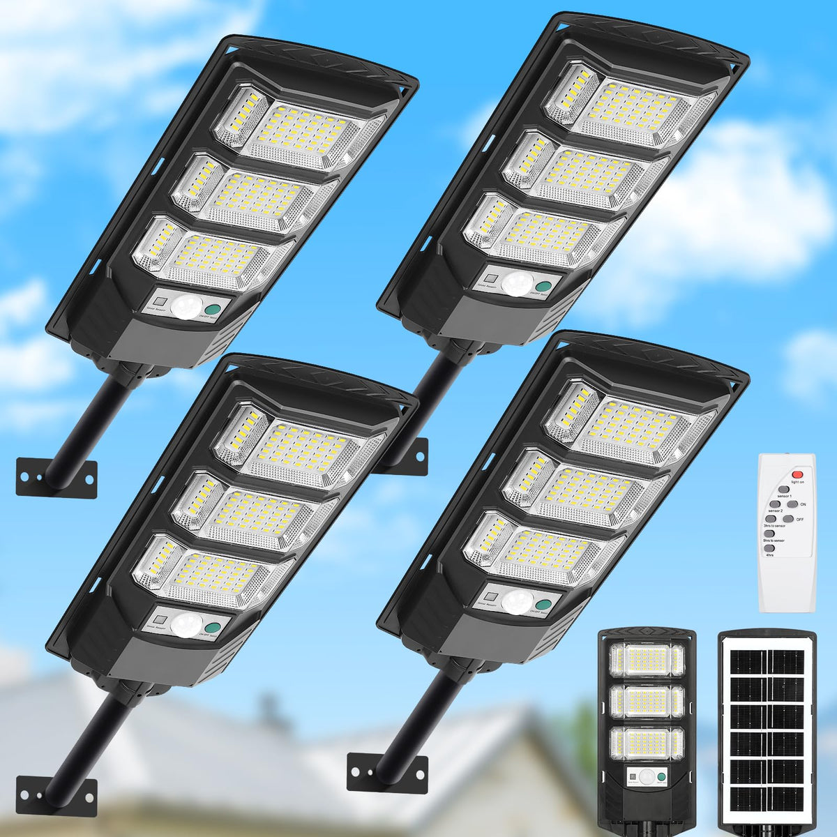 PLMMY Solar Street Light Outdoor, 6500K LED Flood Light with Motion Se – Lightsdaddy