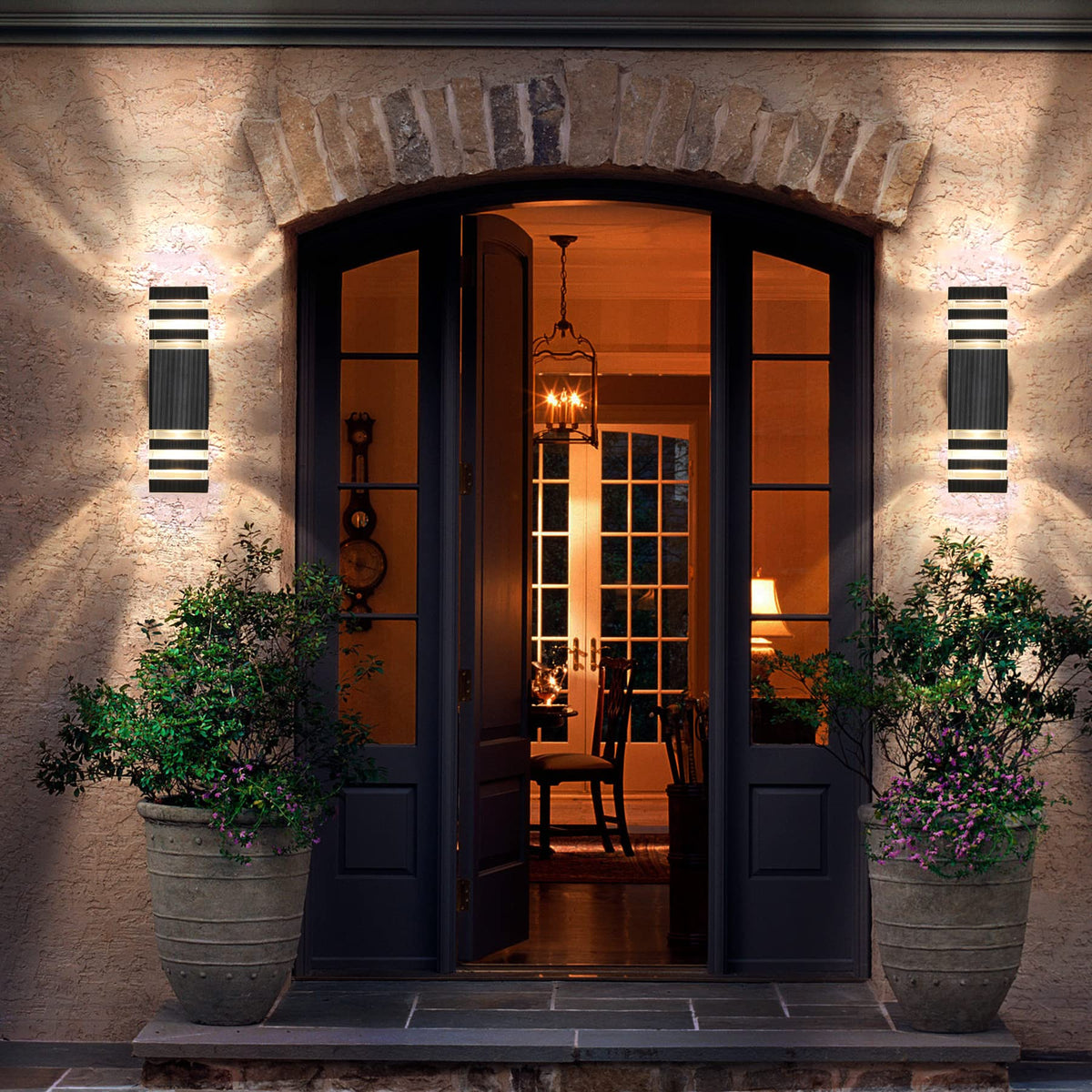 FAISHILAN LED Square Up-and-Down Outdoor Wall Lights, 3-Layer Aluminum ...