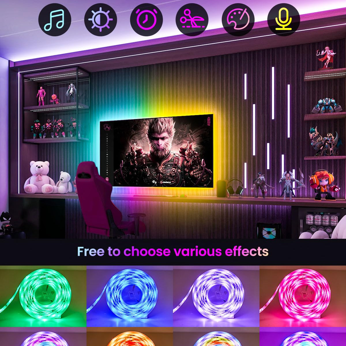 Pak LED Strip Lights 104ft, RGBIC Color Changing, Smart App & Voice Co ...