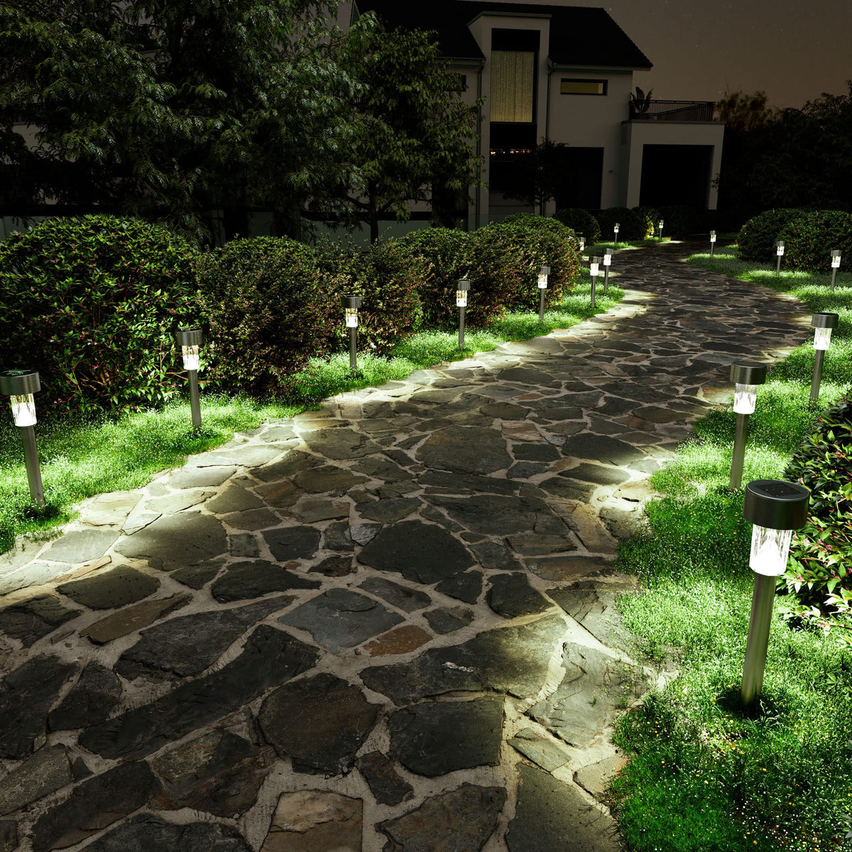 SOLPEX Solar Outdoor Lights, 16 Pack, Stainless Steel, Waterproof LED ...