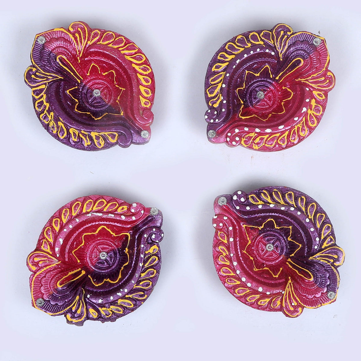 TIED RIBBONS Pack of 4 Clay Diya Set - Large Size Teracotta Diya Set E ...