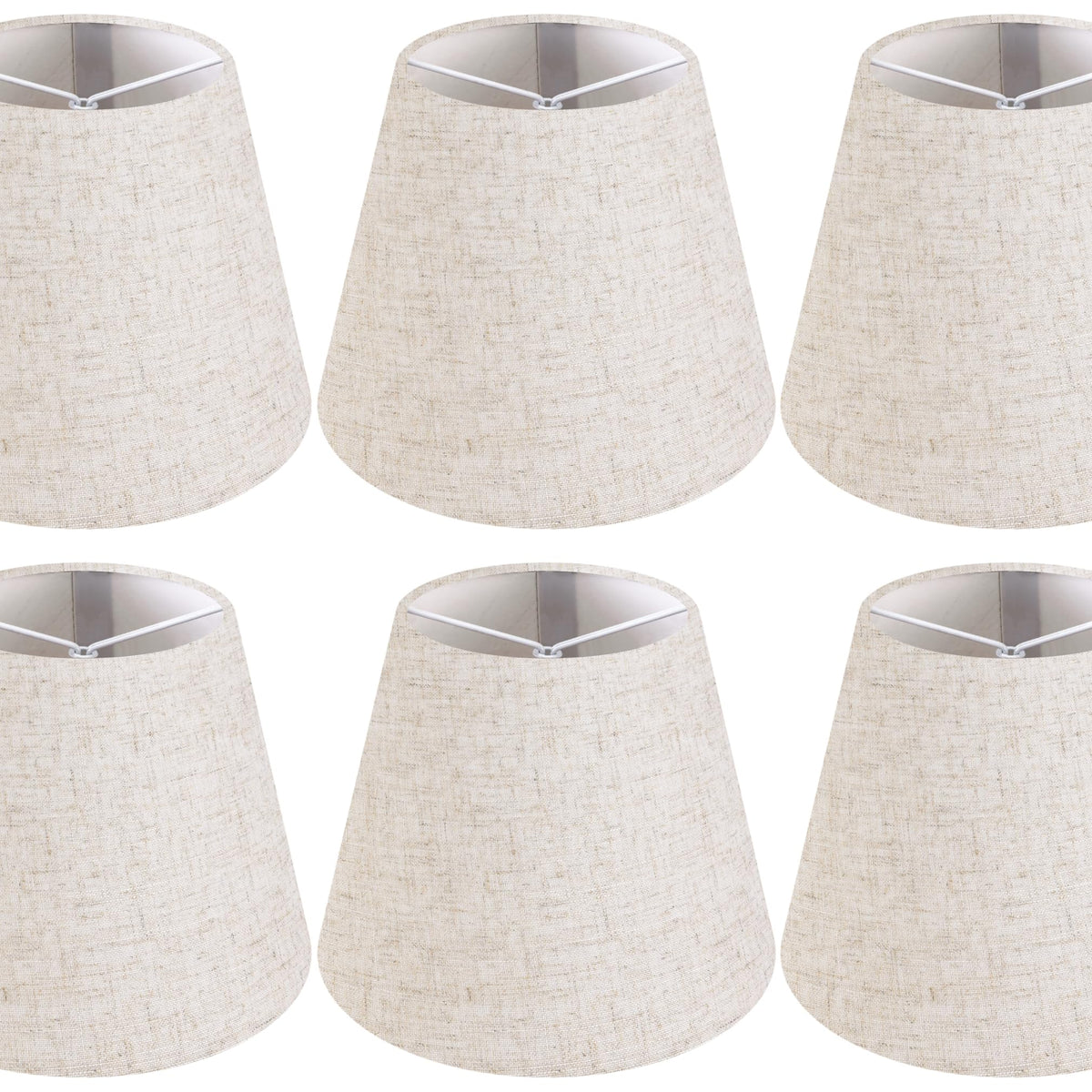 GO&SO Natural Linen Mini Lamp Shades for Chandelier, Clip on Set of 6 ...