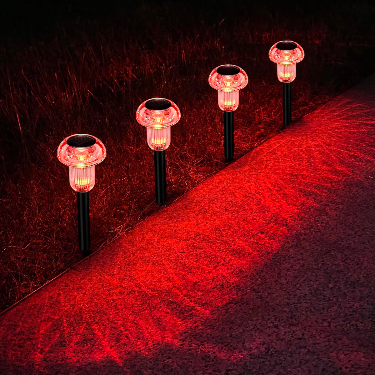 COZY-PAVILION Halloween Solar Pathway Lights, 4-Pack Red LED, Waterpro ...