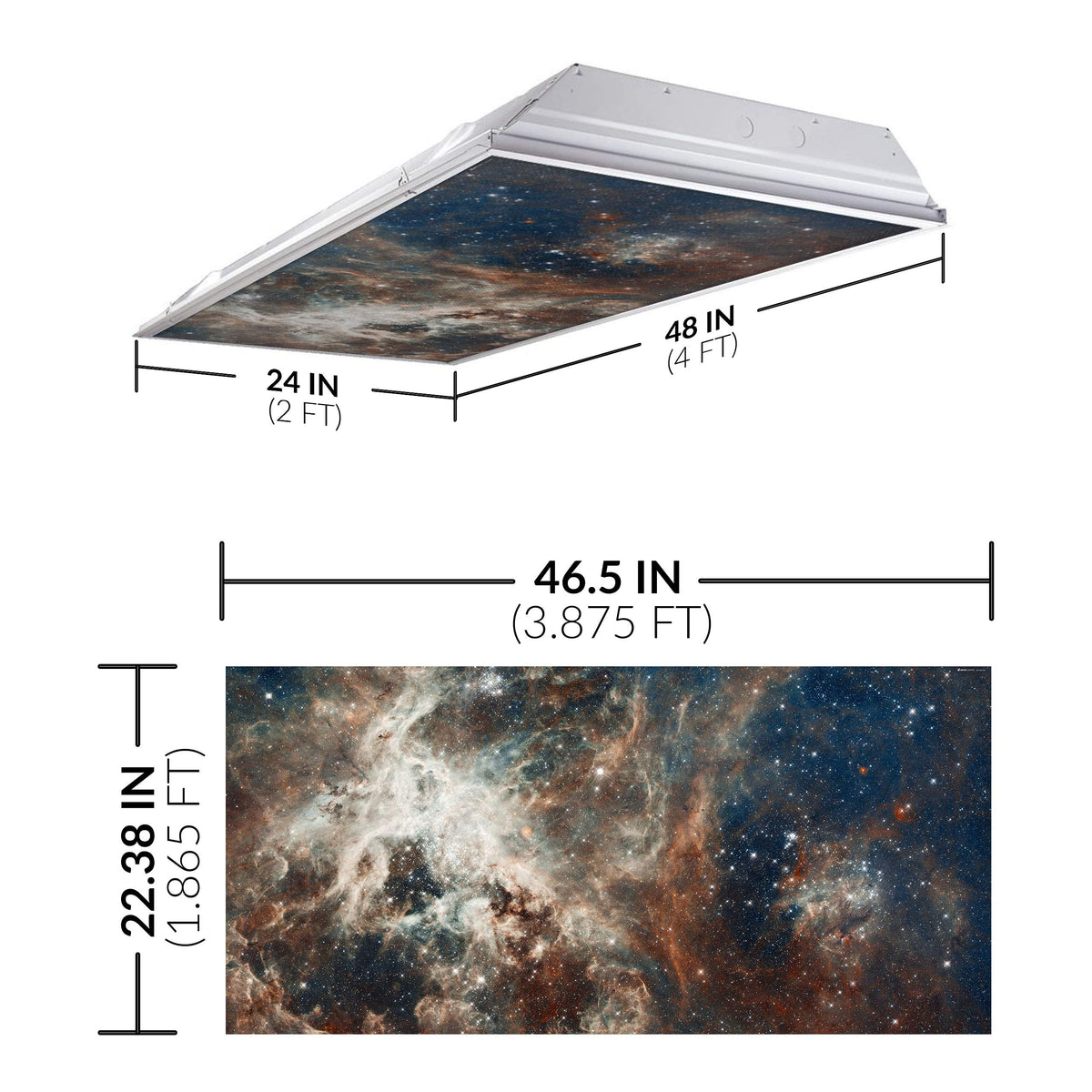 OCTO LIGHTS Fluorescent Light Cover enhanced Backlit Film 2x4 22.38inx ...