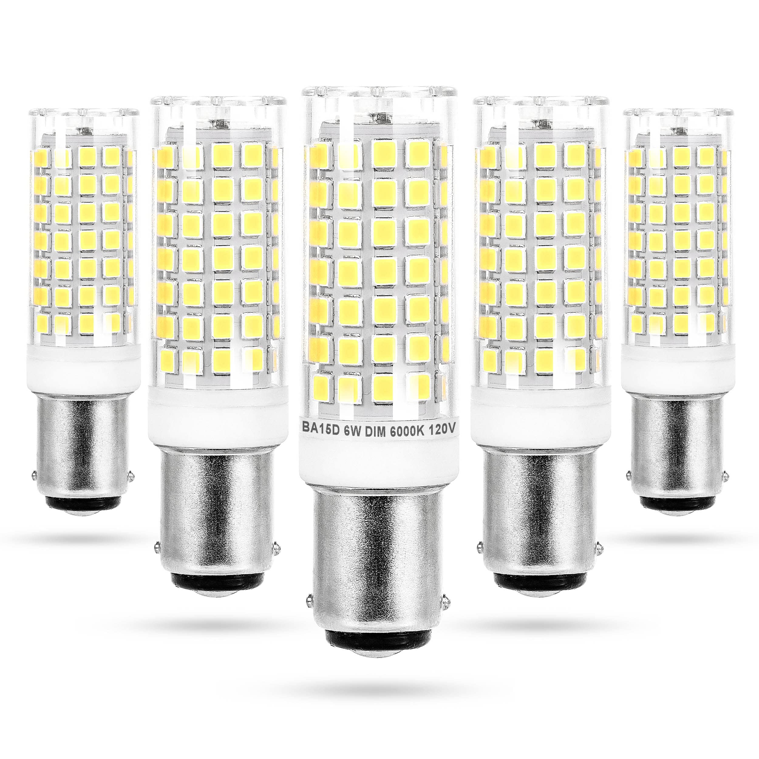 Ziomitus Dimmable BA15D LED Bulbs 6W 6000K Daylight, 5-Pack, Double Co ...