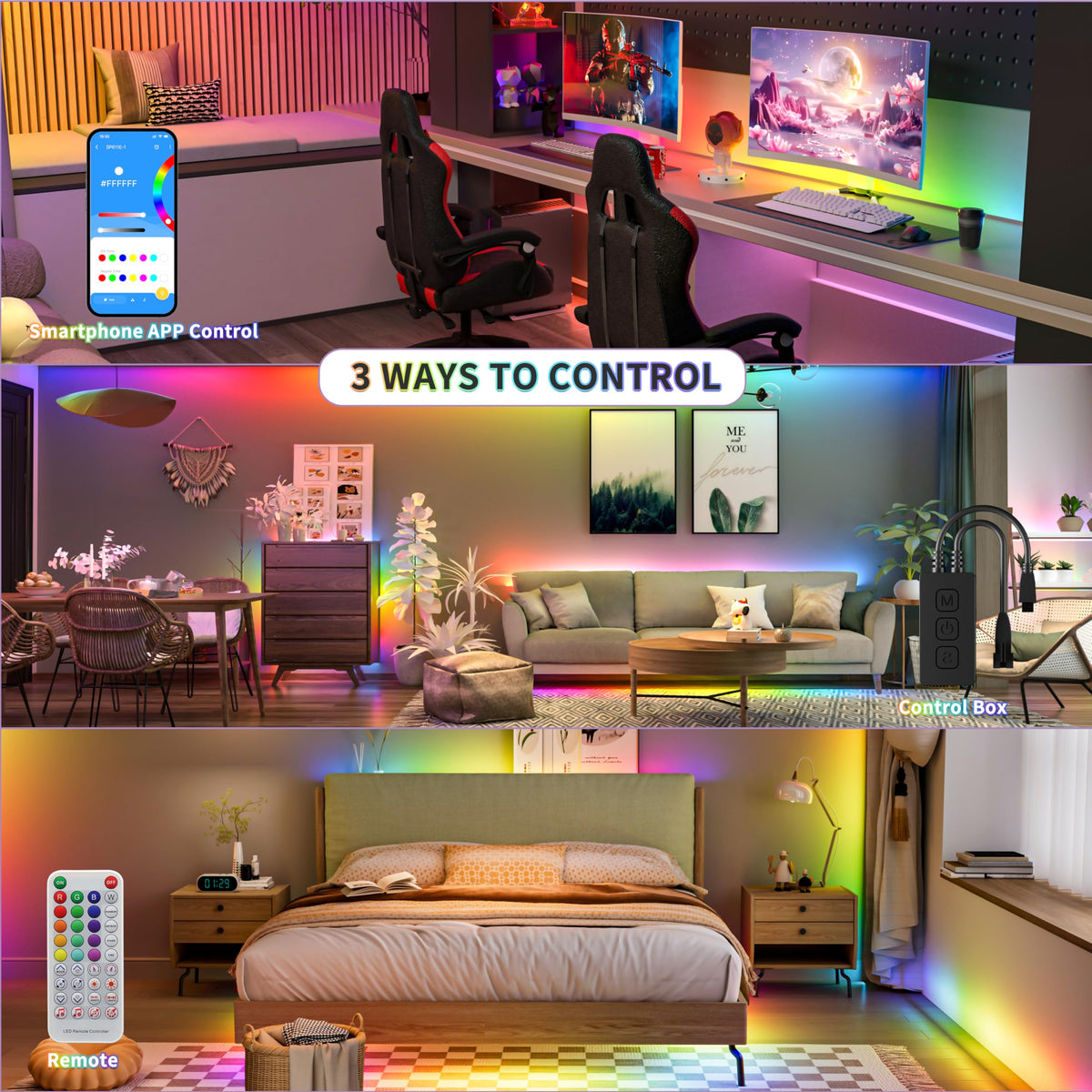 Gingsow Rgb Smart Ic Cob Led Strip Light 18Ft Addressable Chasing Colo ...
